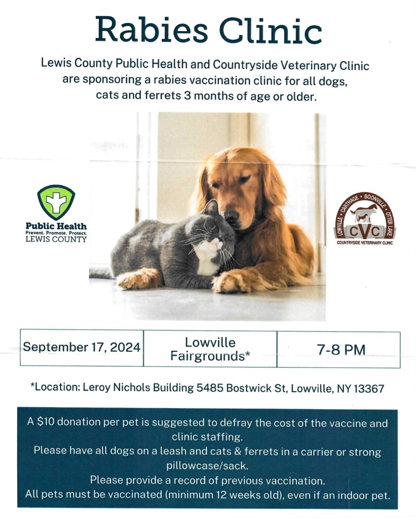 Fall Rabies Vaccination Clinic for Dogs, Cats and Ferrets Scheduled for ...