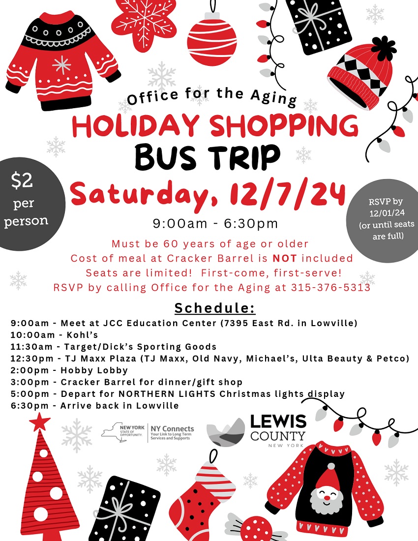 Office for the Aging Offering Holiday Shopping Bus Trip December 7