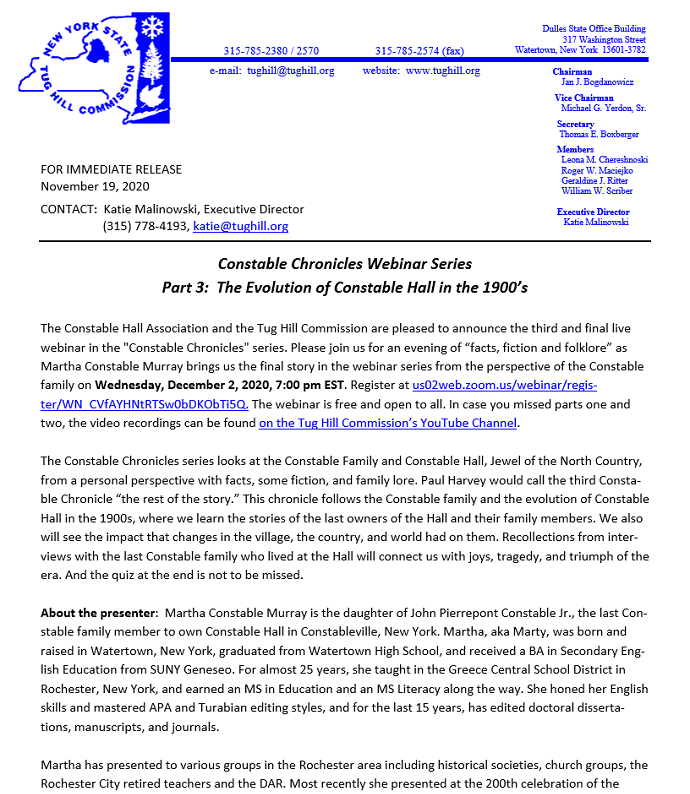 Constable Chronicles Webinar Series Continues December 2 With Part 3 on ...