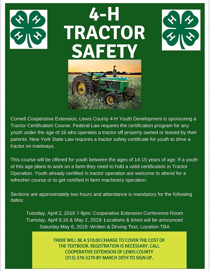 Registration Open for 4-H Tractor Safety Course Set to Begin April 2 in ...